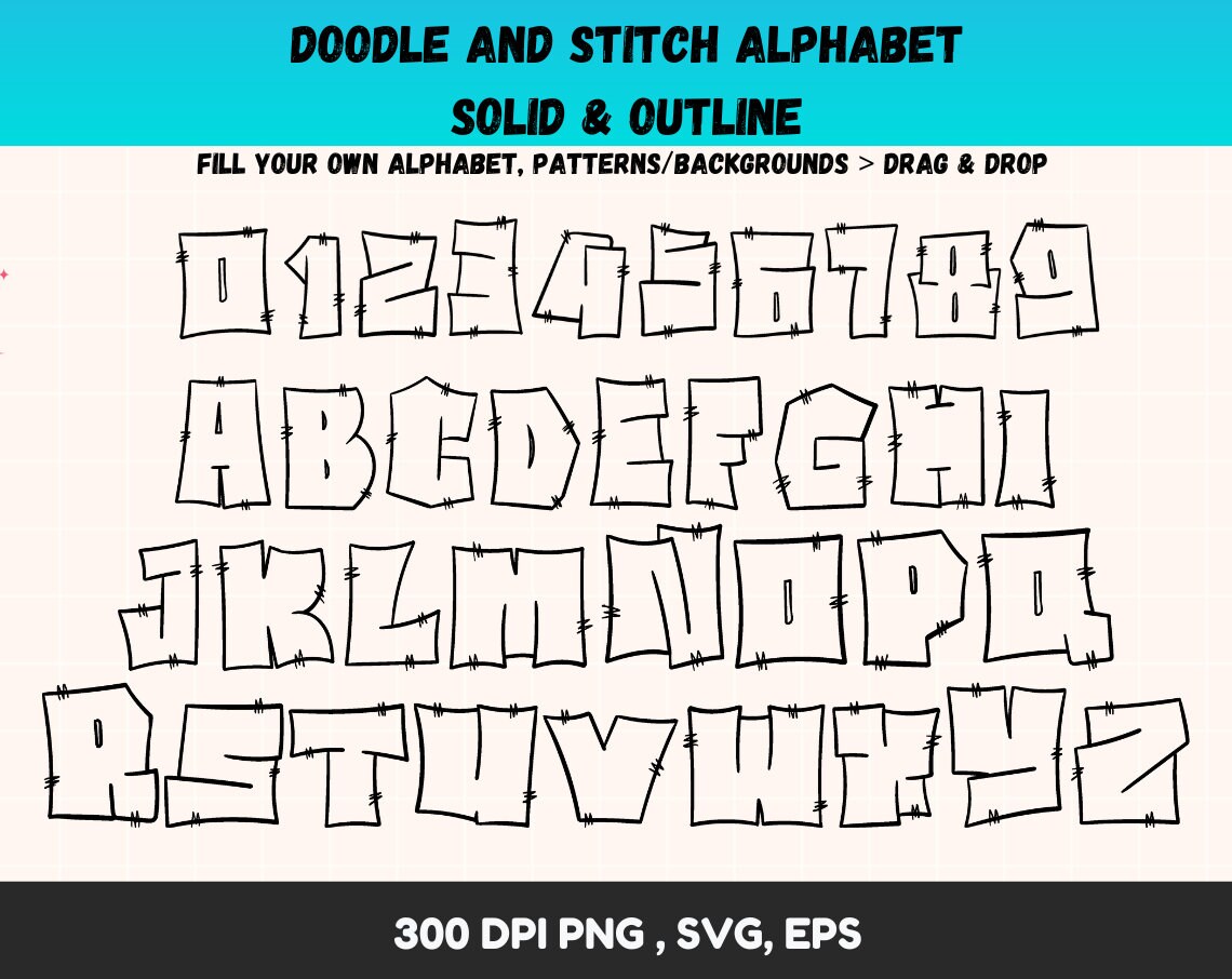 Blank Doodle Font Svg, Doodle Font Png, Doodle Alphabet Svg, Doodle ...