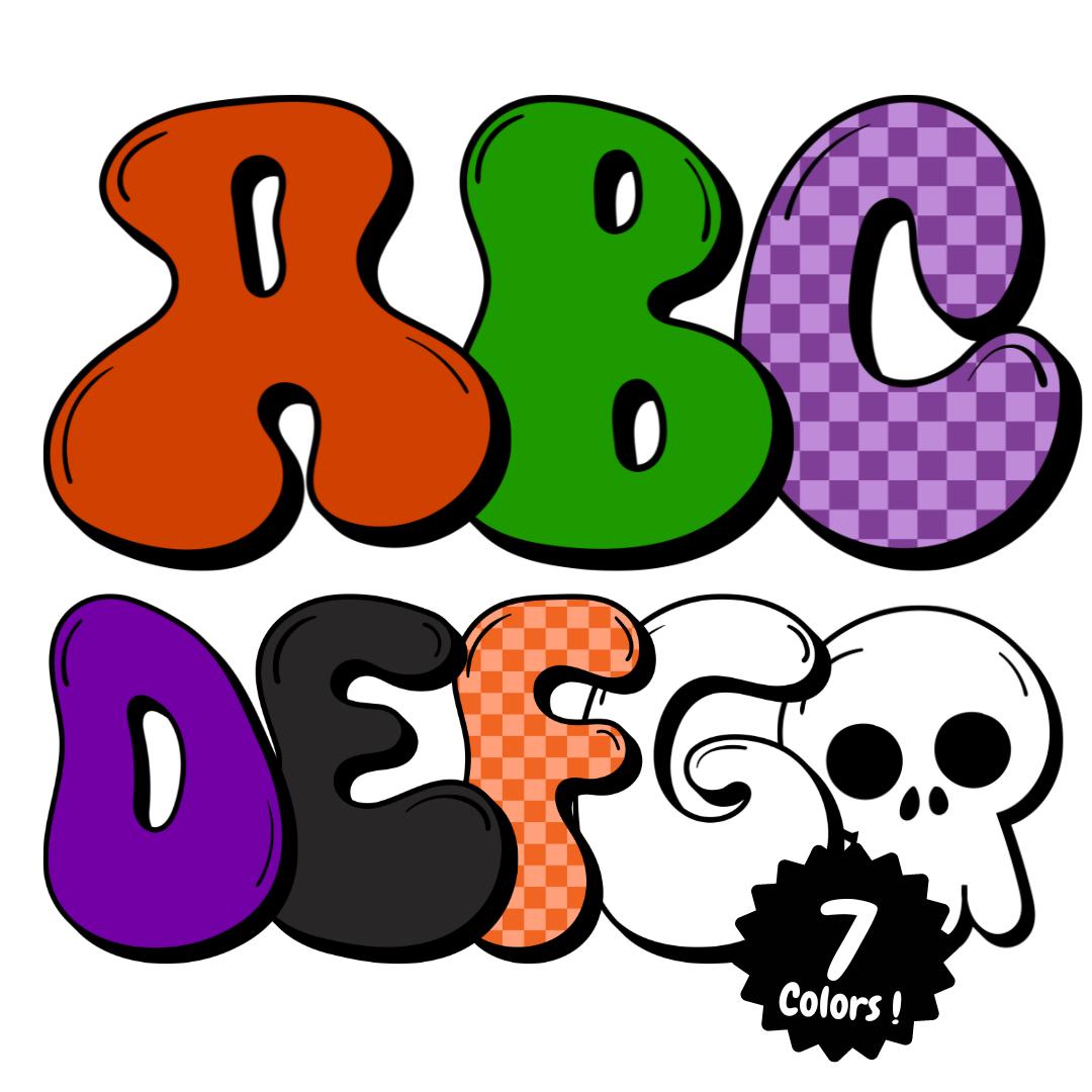 Halloween Groovy Retro Doodle Font: Orange Letters, Trick or Treat ...