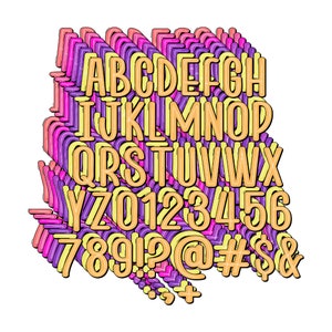 Bright Neon Alphabet Png, Alpha Sets Bundle, Cute Doodle Font, Digital ...