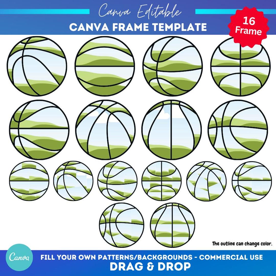 Custom Canva Frame Basketball Template | Canva Template | Drag and Drop ...