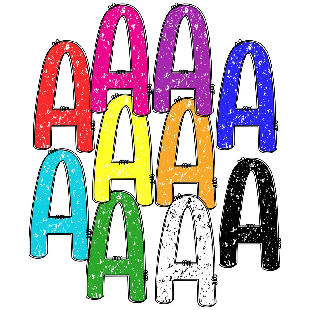 Neon Alpha Set Letters Png: Retro, Bold, Grunge, Distressed, Hand-drawn ...