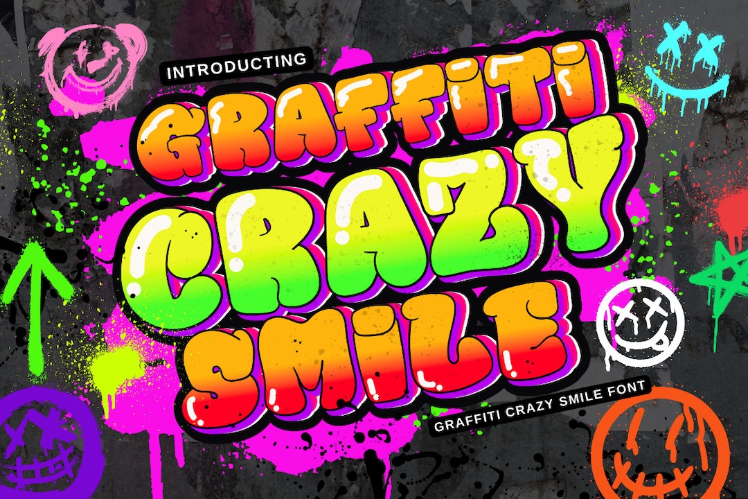 Graffiti Font Crazy Smile , Graffiti Letters, Urban Font, Street Font ...