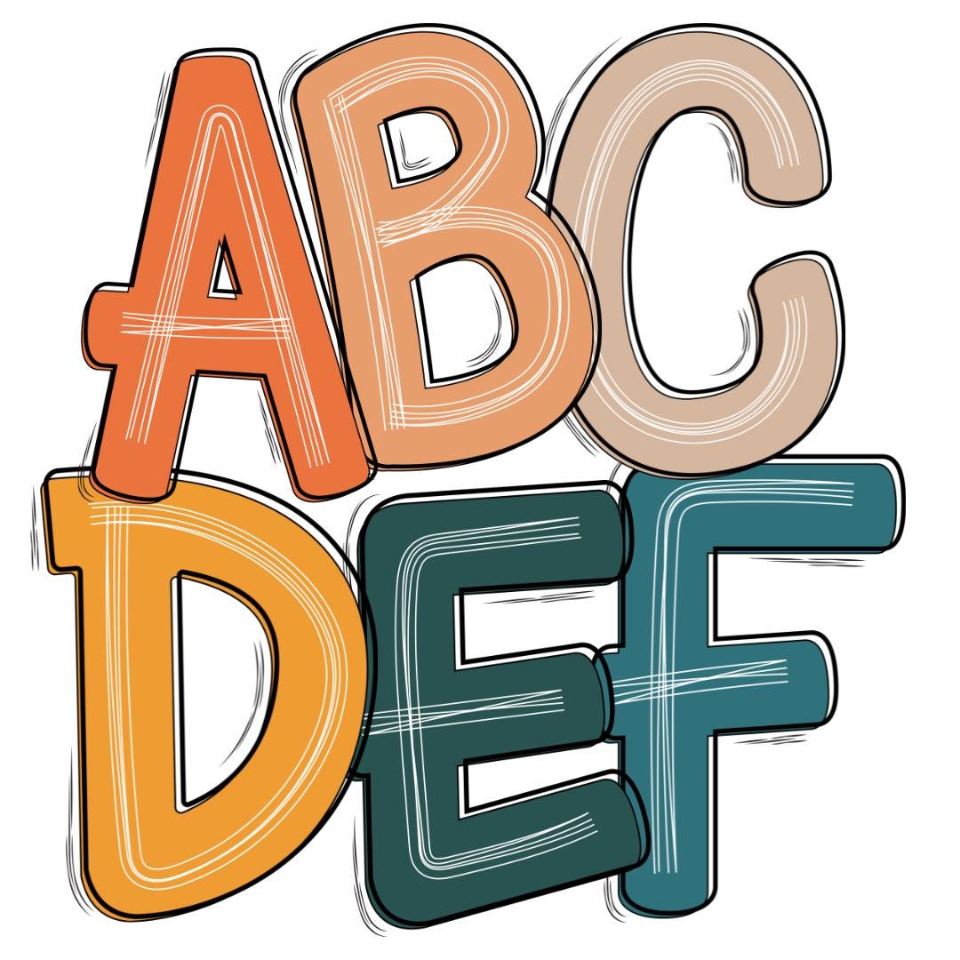 Boho Bulletin Board Doodle Letters: Kindergarten, Teacher, School, Neon ...