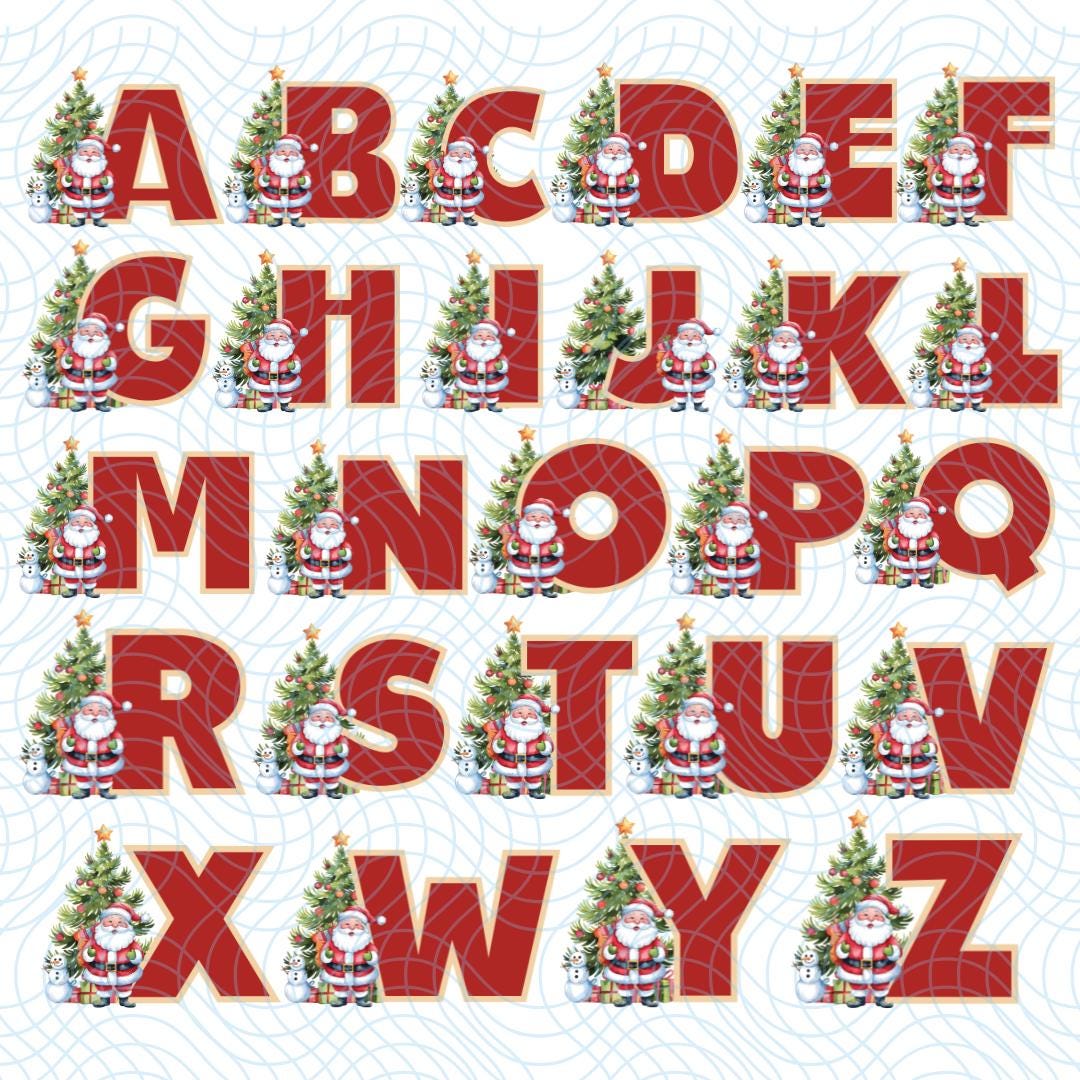 Santa Alphabet Letters PNG | Christmas Alphabet Png | Snowman Alphabet ...