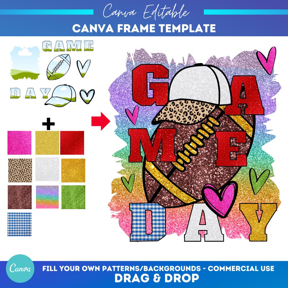 Game Day Canva Football Frame Template | Drag and Drop | Make Your Own ...