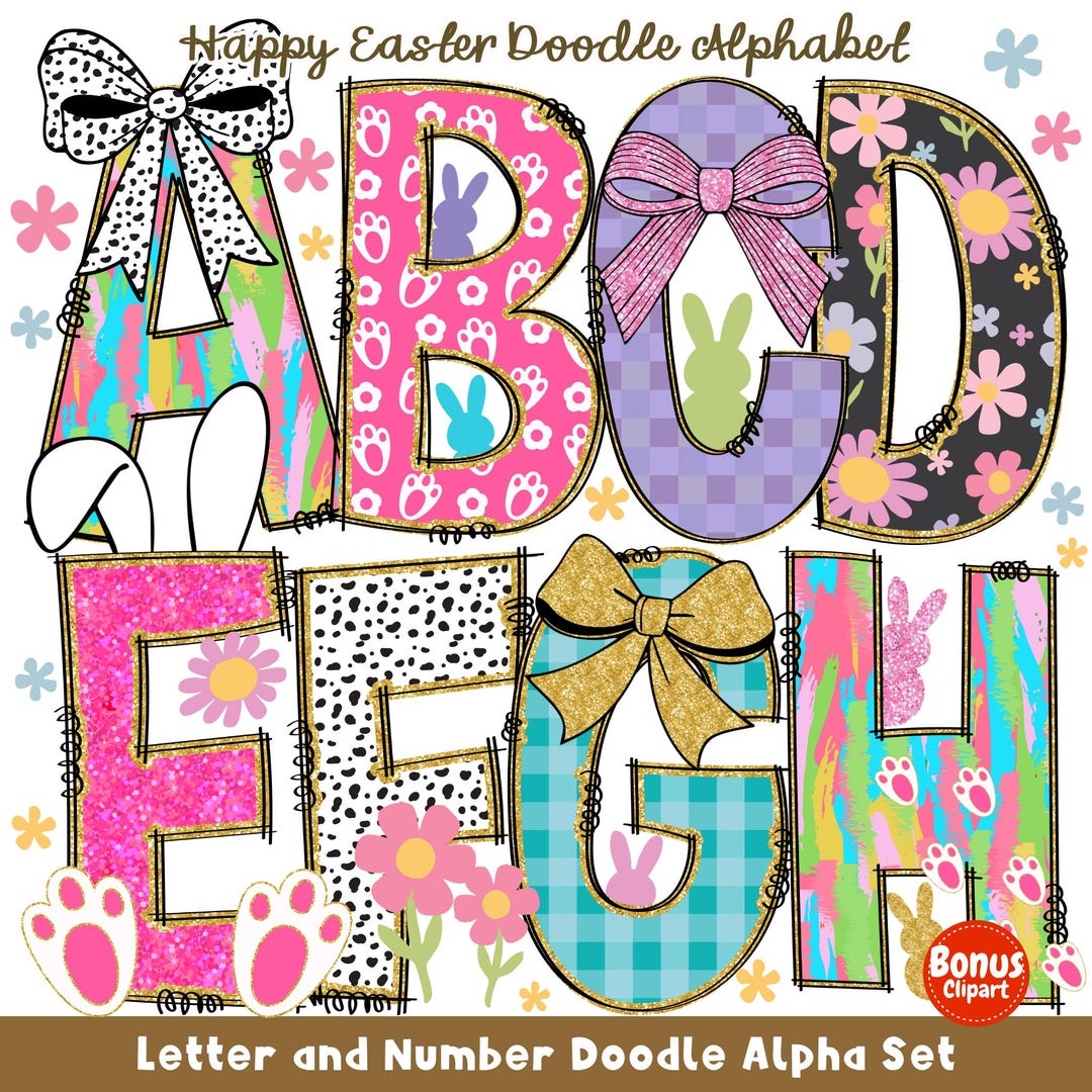 Spring Alphabet Letters Bundle | Clipart and Background Png | Coquette ...
