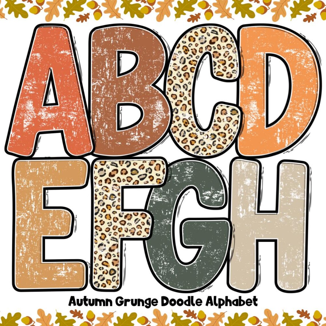 Fall Doodle Letters Png | Autumn Alphabet | Sublimate Alphabet | Doodle ...