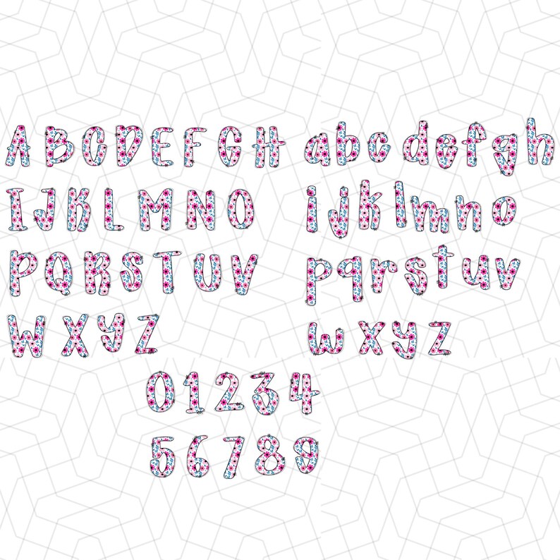 Preppy Back to School Png Bundle Alphabet | Doodle Alpha Font | First ...
