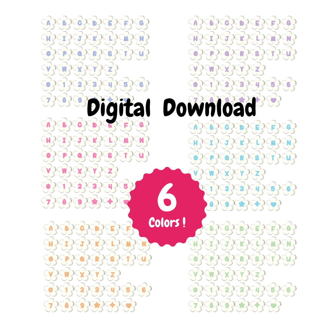 Flower Friendship Bracelet PNG, Alphabet Letters PNG, Doodle Letters ...