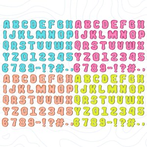 Retro Groovy Back to School 3D Inflated Puffy Neon Alphabet & Numbers ...