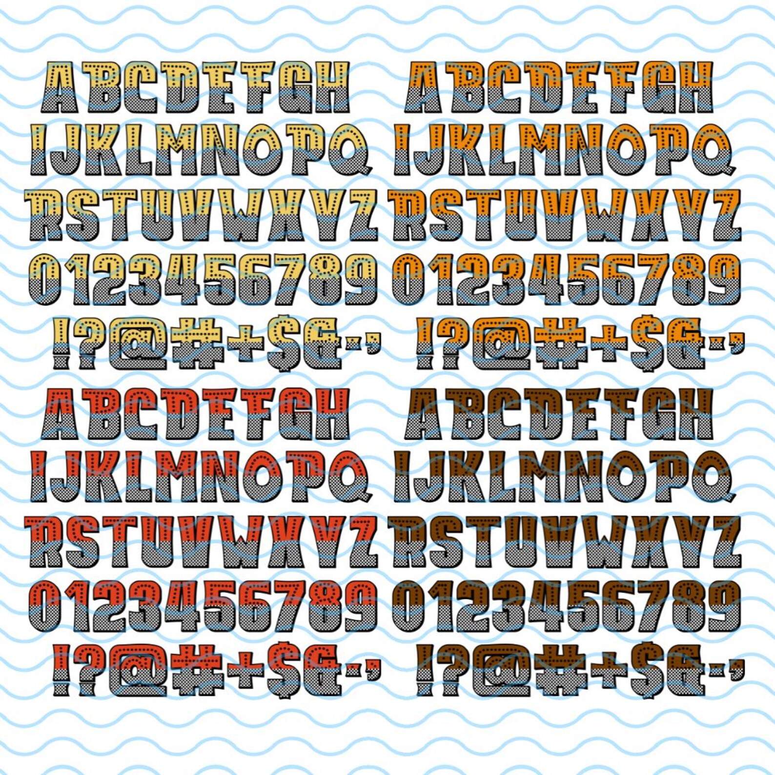 Autumn Half Checkered Black Dot Doodle Font : Bright Fall School ...