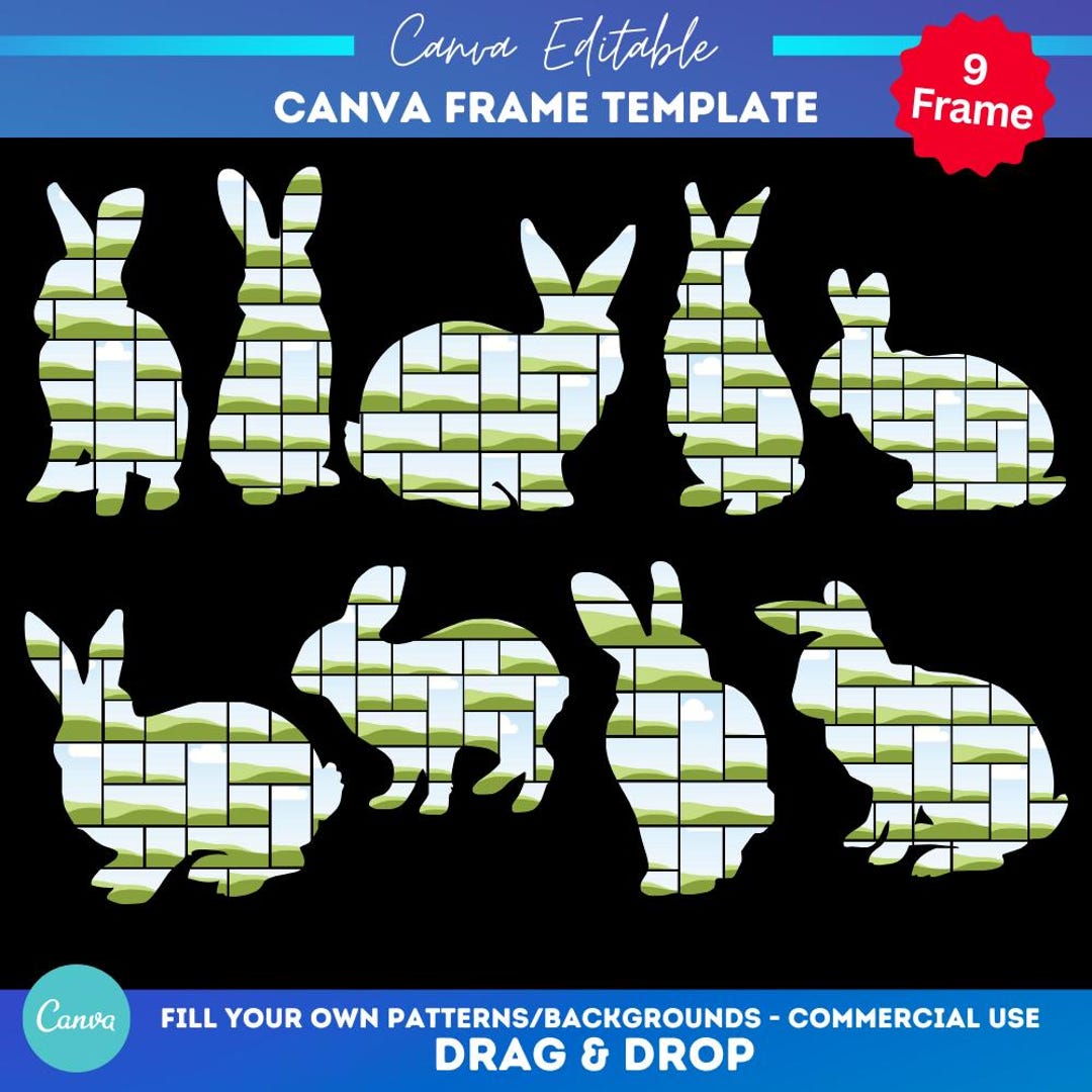 Bunny Easter Canva Frame | Rabbit Shaped Photo Collage | Easter Photo ...