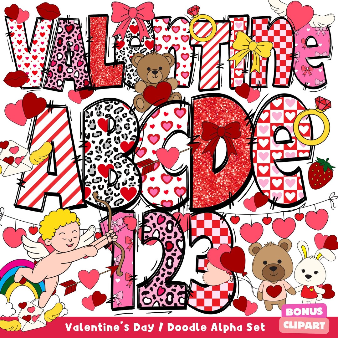 Valentine and Heart Alphabet PNG | Bulletin Board | Coquette Valentine ...