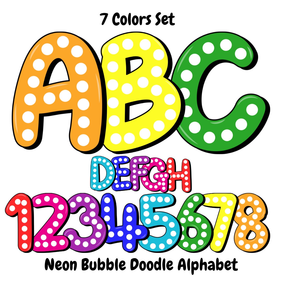 Bright Bubble Colorful Letters Png, Dalmatian Alphabet Bundle, Polka ...
