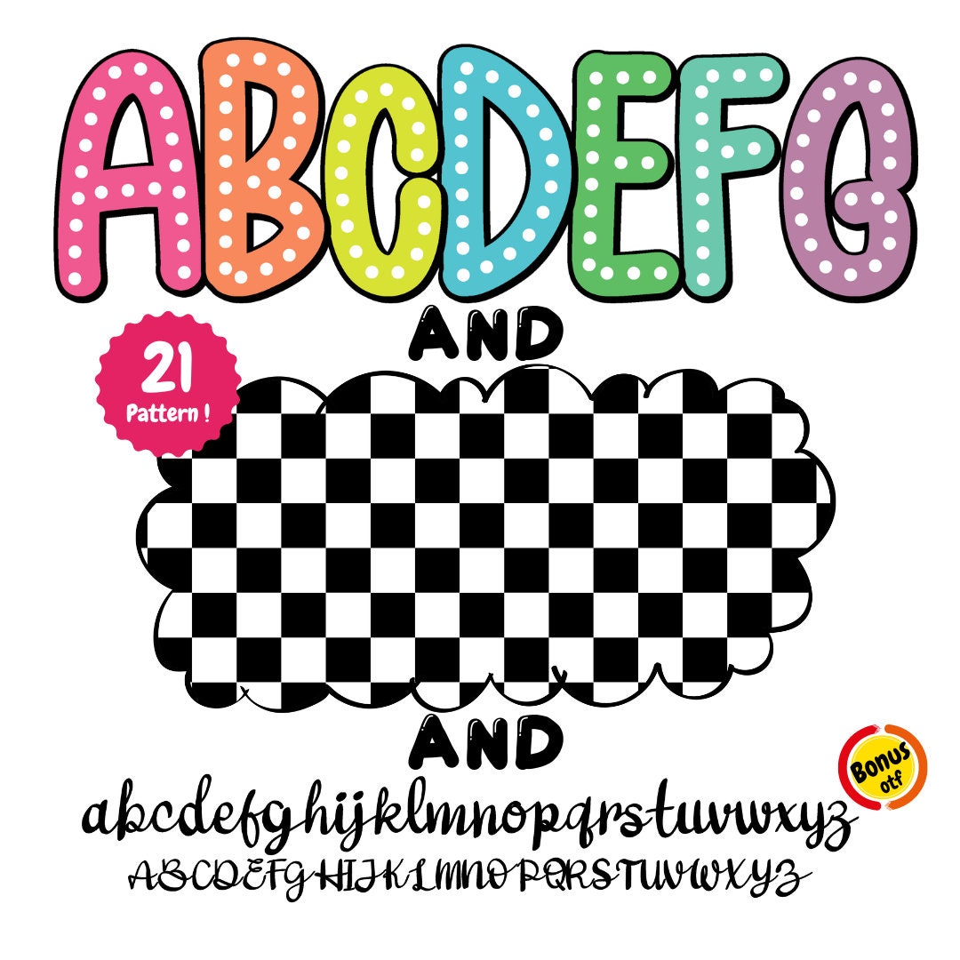 Dot Dalmatian Alphabet With Checkered Background Png, Custom Dalmatian ...