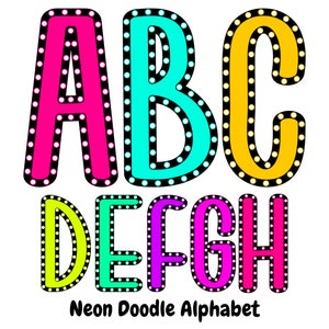 Bright Neon Dalmatian Dots Font: Polka Dot Alphabet, Marquee Letters ...