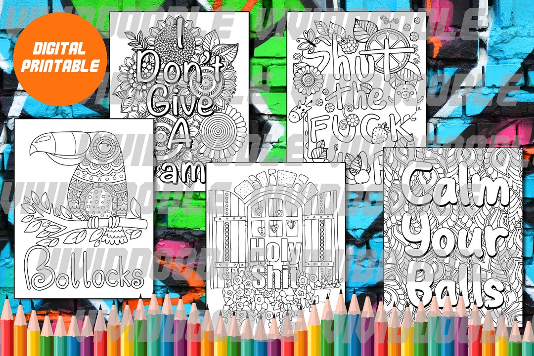 Animal Swear Word Coloring Page Digital Coloring Pages Clip Art Instant ...