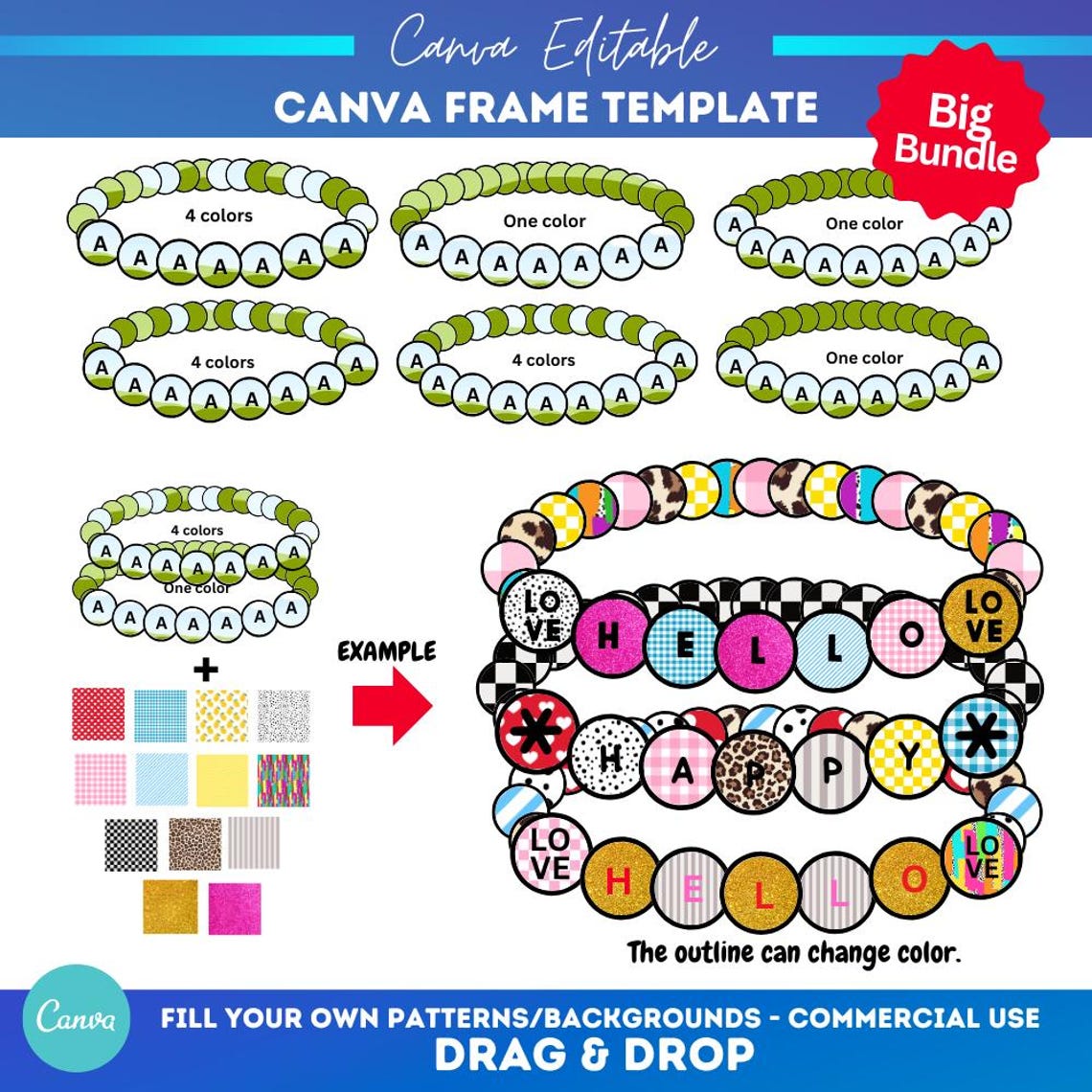 Friendship Bracelet Canva Template | Retro Templates Bundle | Drag and ...