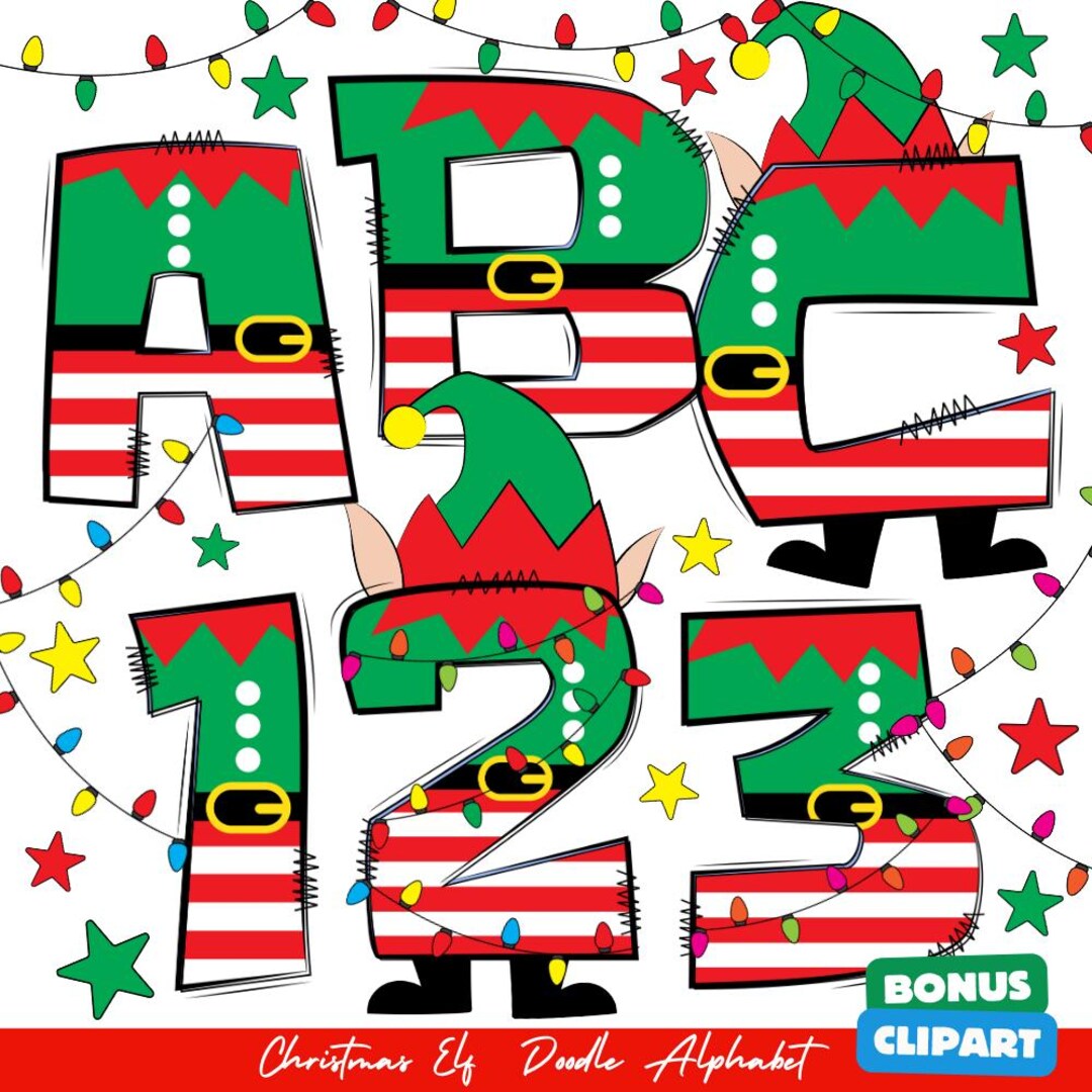Elf Doodle Christmas Letters Png, Christmas Doodle Letters, Alphabet ...