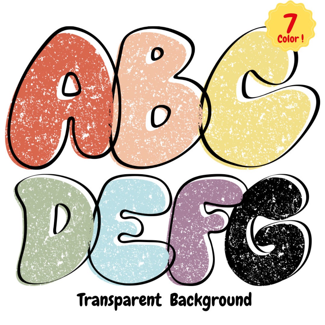 Groovy Retro Grunge Alphabet: Pastel, Distressed, Girl, Trendy, School ...