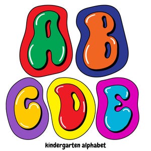 Groovy Kindergarten Alphabet Doodle Set - Bright Colorful Alphabet PNG ...