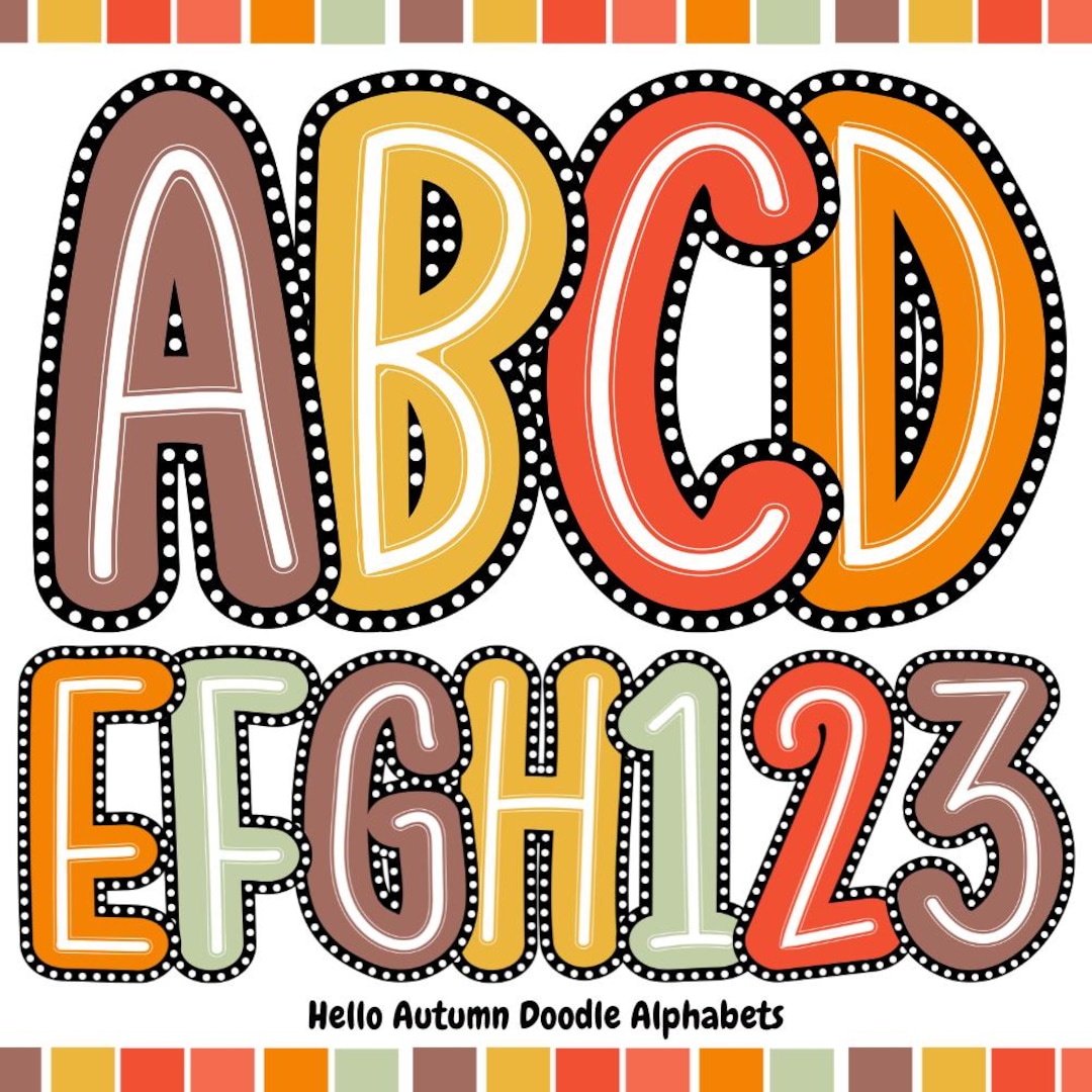 Autumn Bulletin Board Doodle Letters: Kindergarten, Teacher, School ...