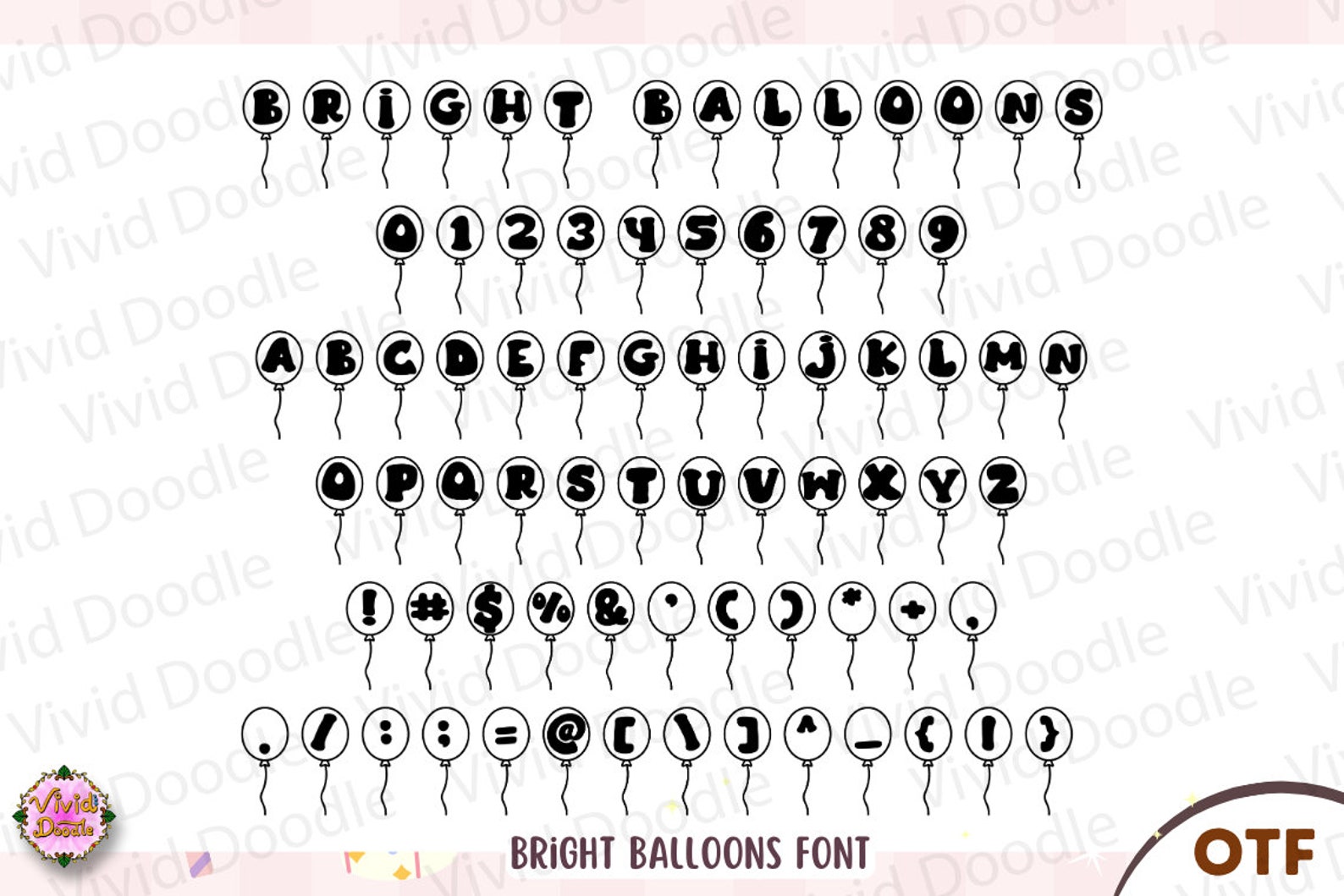 Bright Balloons Font Procreate, Letter Fonts Procreate Designer Fonts ...