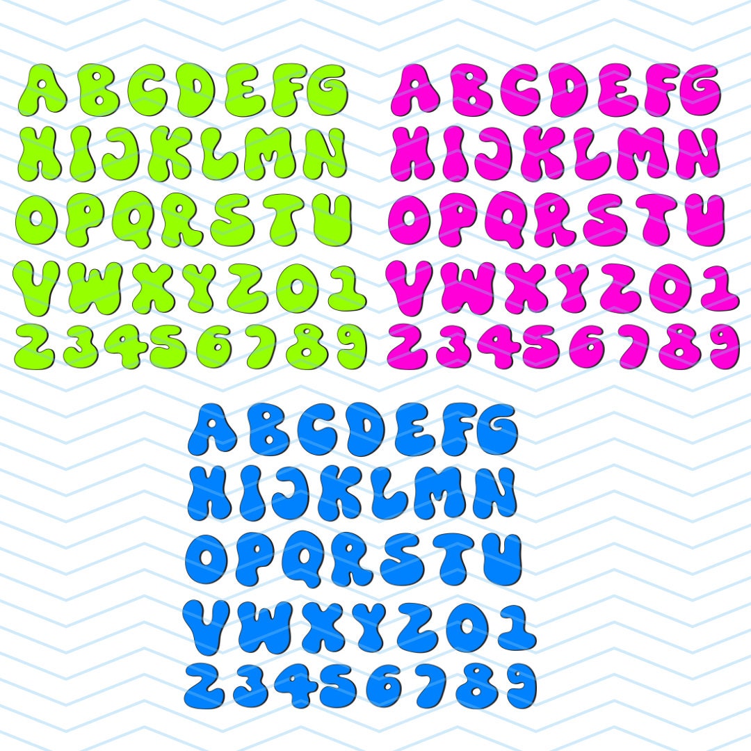 Groovy Alphabet Png, Retro Letters Png, Bright Neon Color Palette ...