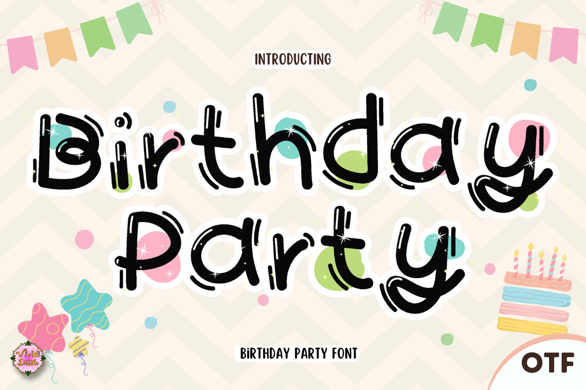 Birthday Party Bubble Font Procreate, Cute Fonts for Cricut, Font ...