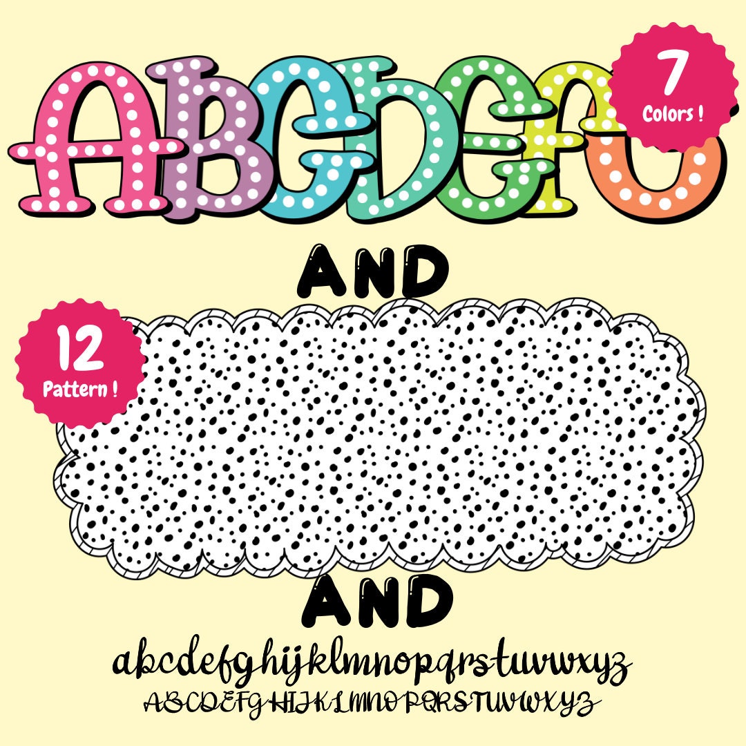 Retro Dot Dalmatian Alphabet With Cute Circle Background Png, Custom ...