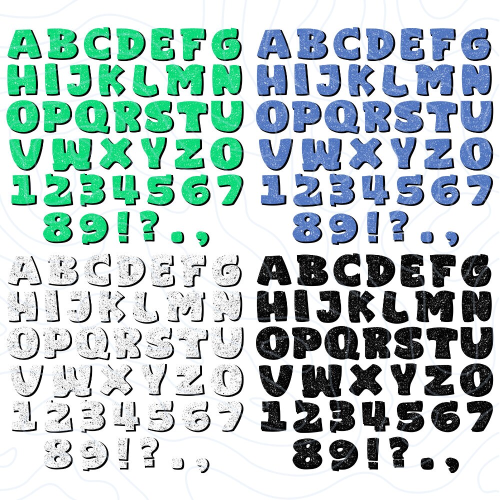 Neon Groovy Letters Png: Retro, Bold, Grunge, Distressed, Hand-drawn ...