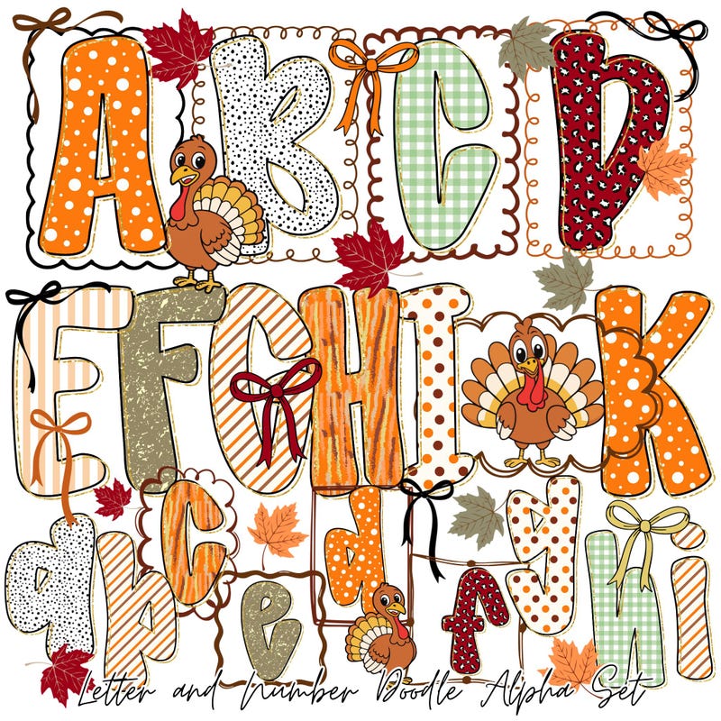 Thanksgiving Bubble Letters - Etsy