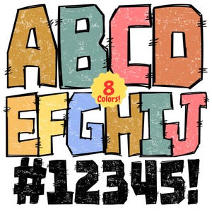 Grunge Autumn Alphabet | Vintage-inspired Fall Color Font | Uppercase ...