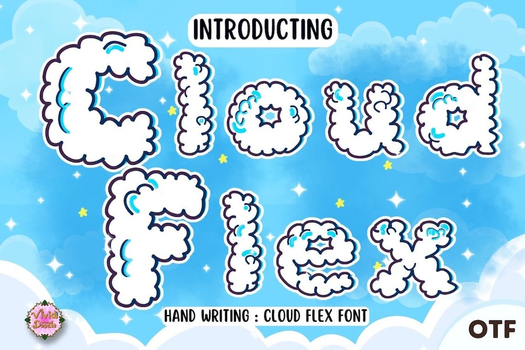 Cloud Flex Bubble Font Procreate, Cute Fonts for Cricut, Font Bundle ...