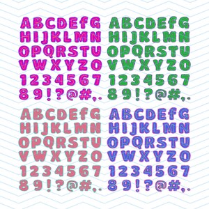Neon Doodle Letters & School Alphabet PNG Bright, Colorful Alpha Set ...