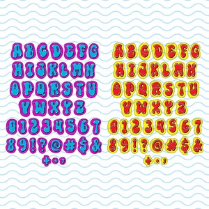 Groovy Kindergarten Alphabet Doodle Set - Bright Colorful Alphabet PNG ...