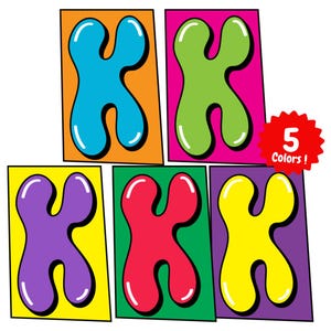 Groovy Kindergarten Alphabet Doodle Set With Square Background Bright ...