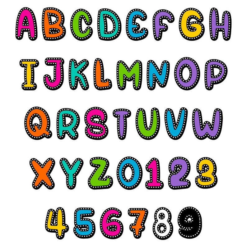 Bright Neon Dalmatian Dots Font Png , Polka Dot Alphabet, Marquee ...