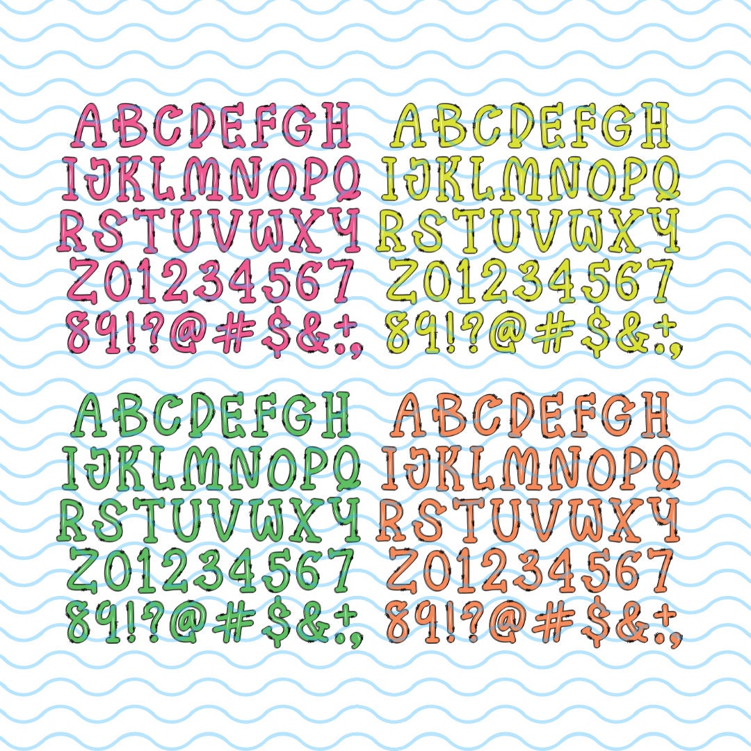 Neon Cute Letters & School Alphabet PNG Bright, Colorful Alpha Set for ...