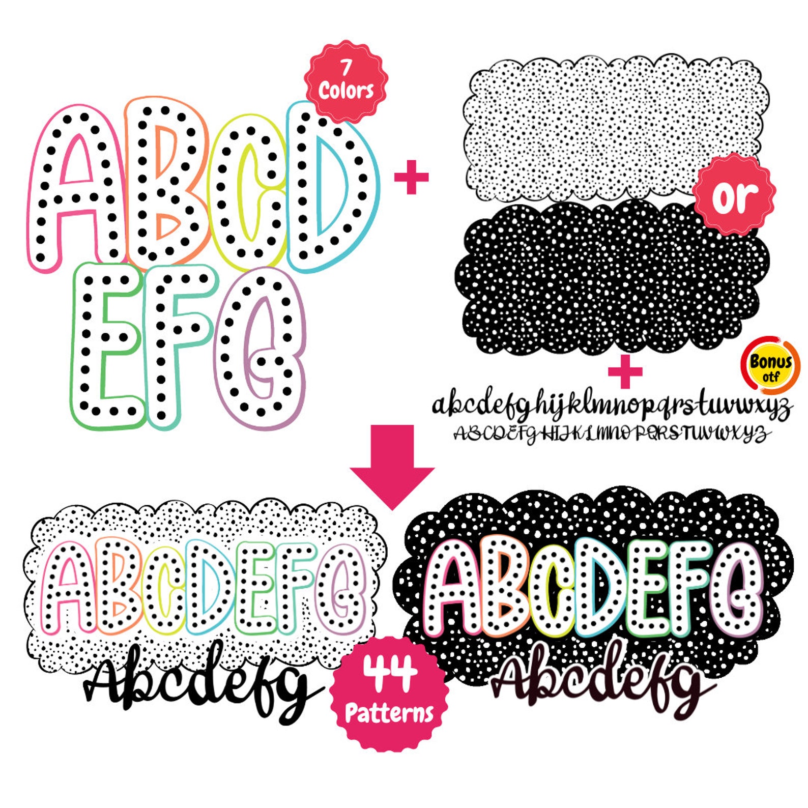 Inverted Color Dot Dalmatian Alphabet With Background Png, Custom ...