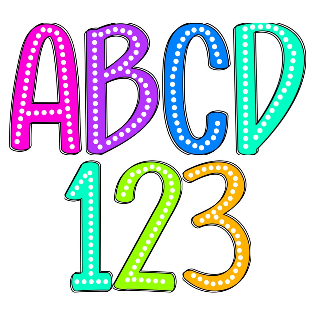 Bright Neon Dalmation Dots Png , Polka Dot Alphabet Png, Marquee ...