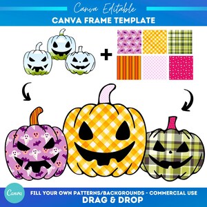Pumpkin Canva Frames Editable | Canva Template | Customizable Drag ...