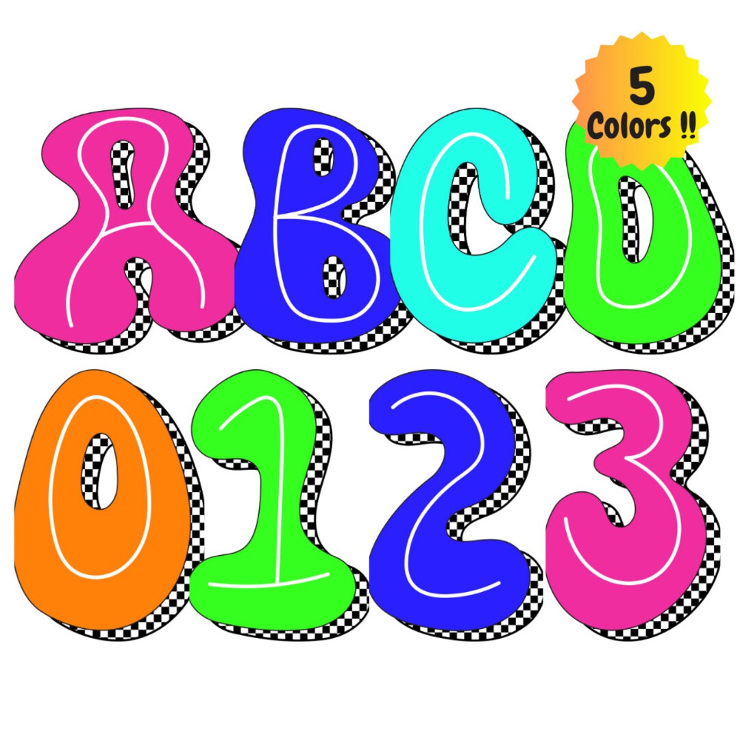 Scribble Groovy Alphabet With Checkered Background Png, Checkered ...