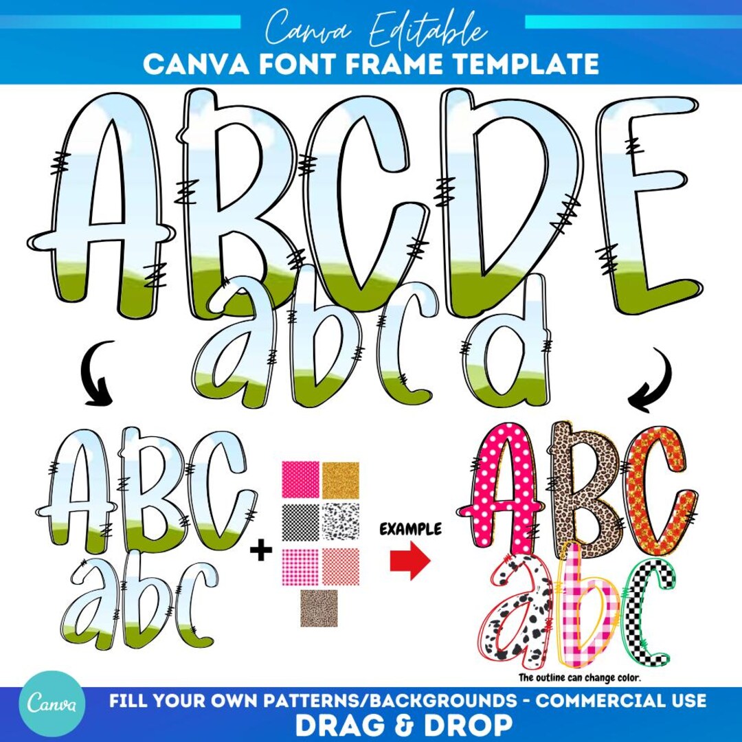 Preppy Teacher Canva Frame Template Alphabet | Sublimation | Custom ...