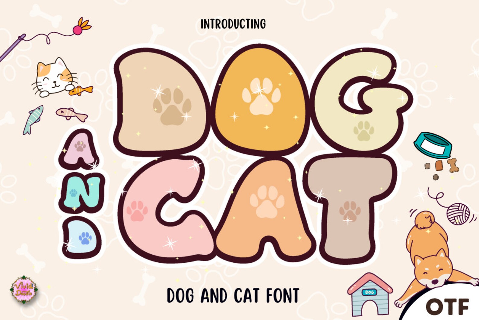 Dog and Cat Font Procreate, Letter Fonts Procreate Designer Fonts, Wedding Cricut Fonts ...