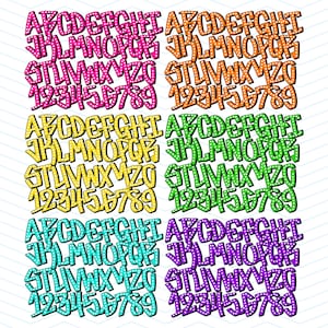 Neon Alphabet Png, Alpha Sets Bundle, Polka Dot Alphabet Png, Doodle ...