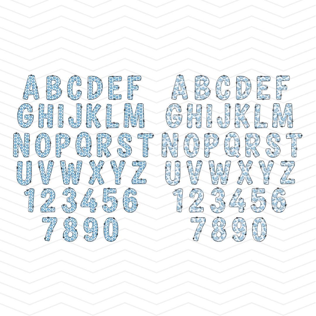 Blue Flower Chinoiserie Alphabet Png Bundle, Floral Chinoiserie Png ...