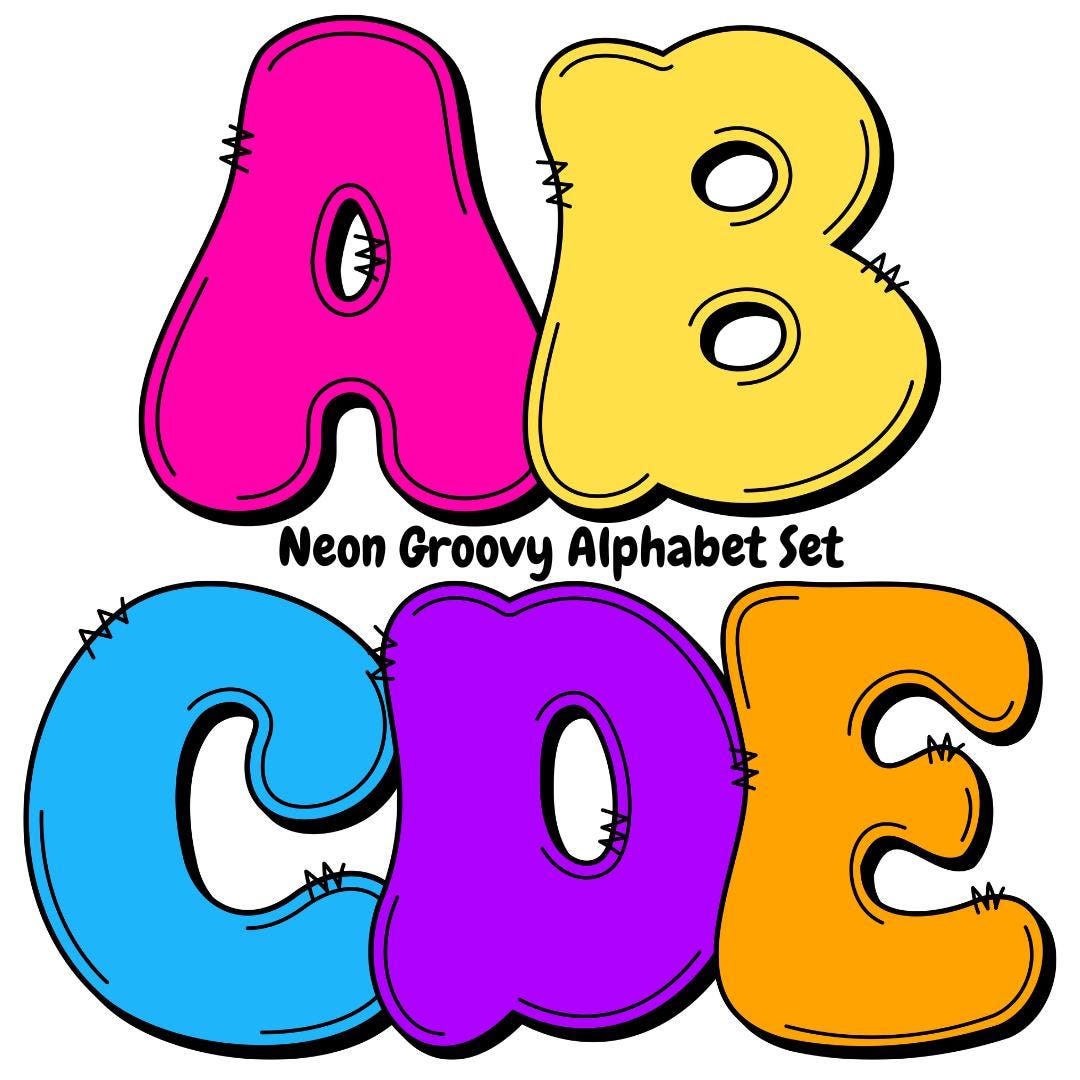 Neon Alphabet Png | Bright Alphabet Clipart Font | Colorful Letters ...
