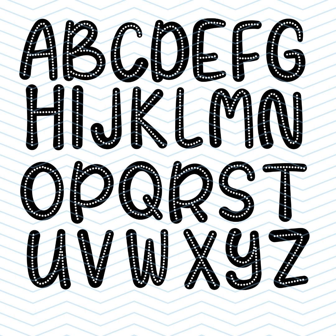Black and White Dot and Scribble Doodle Alphabet , Letters Bulletin ...
