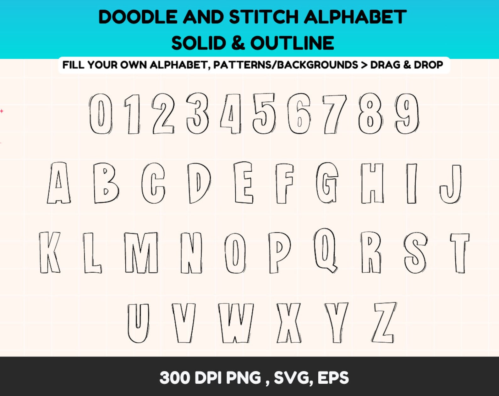 Blank Doodle Font Svg, Doodle Font Png, Doodle Alphabet Svg, Doodle ...